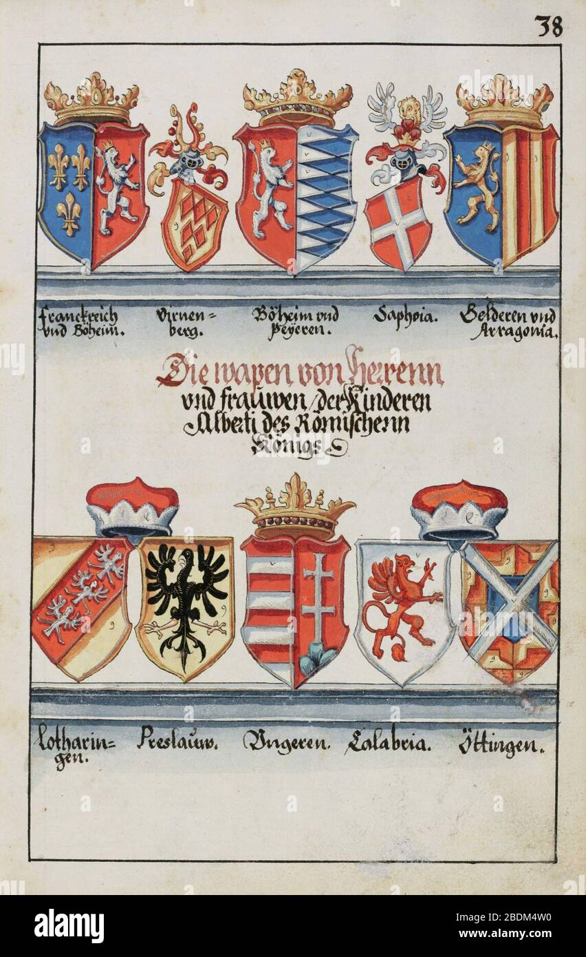 Habsburger Wappenbuch Fisch saa-V4-1985 038r Stock Photo - Alamy