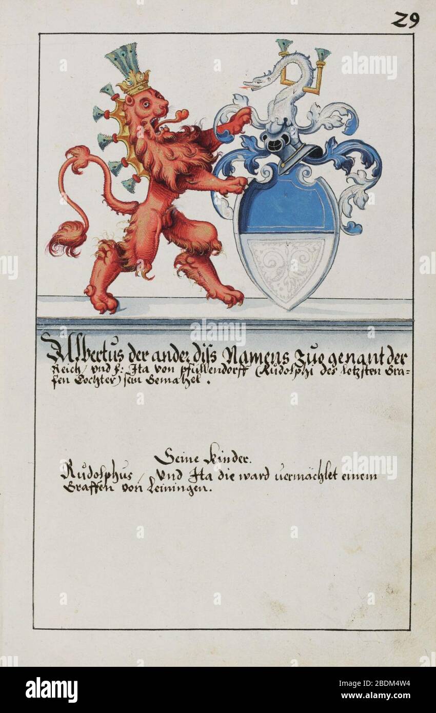 Habsburger Wappenbuch Fisch saa-V4-1985 029r Stock Photo - Alamy