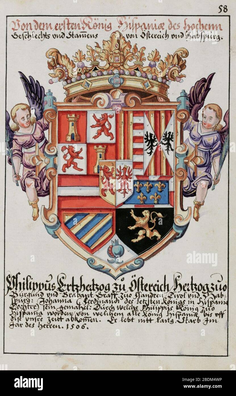 Habsburger Wappenbuch Fisch saa-V4-1985 058r Stock Photo - Alamy