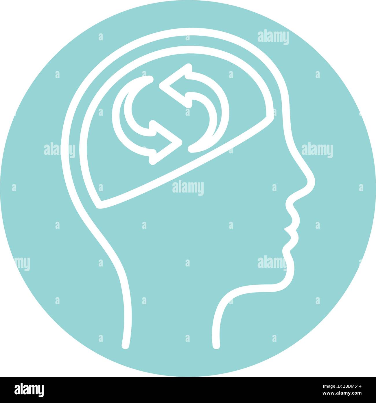 repeat arrows inside human head block style icon vector design Stock ...