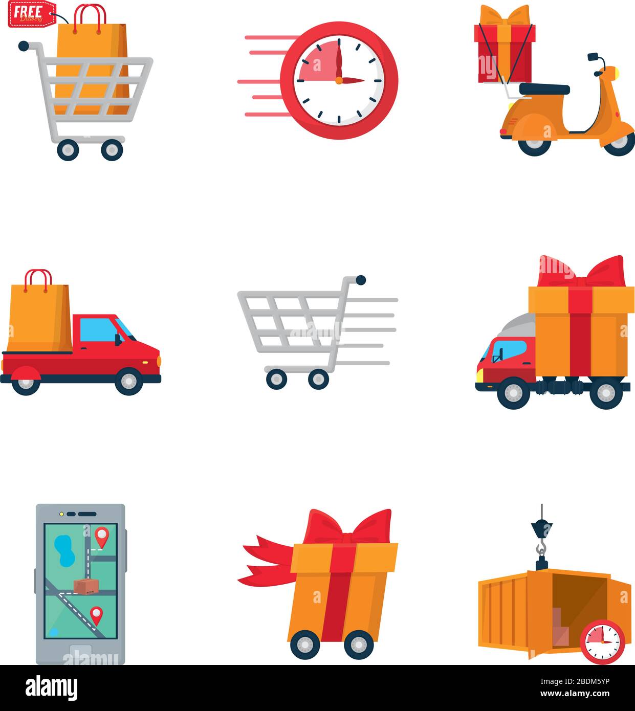 fast delivery icon set over white background, flat style, vector ...