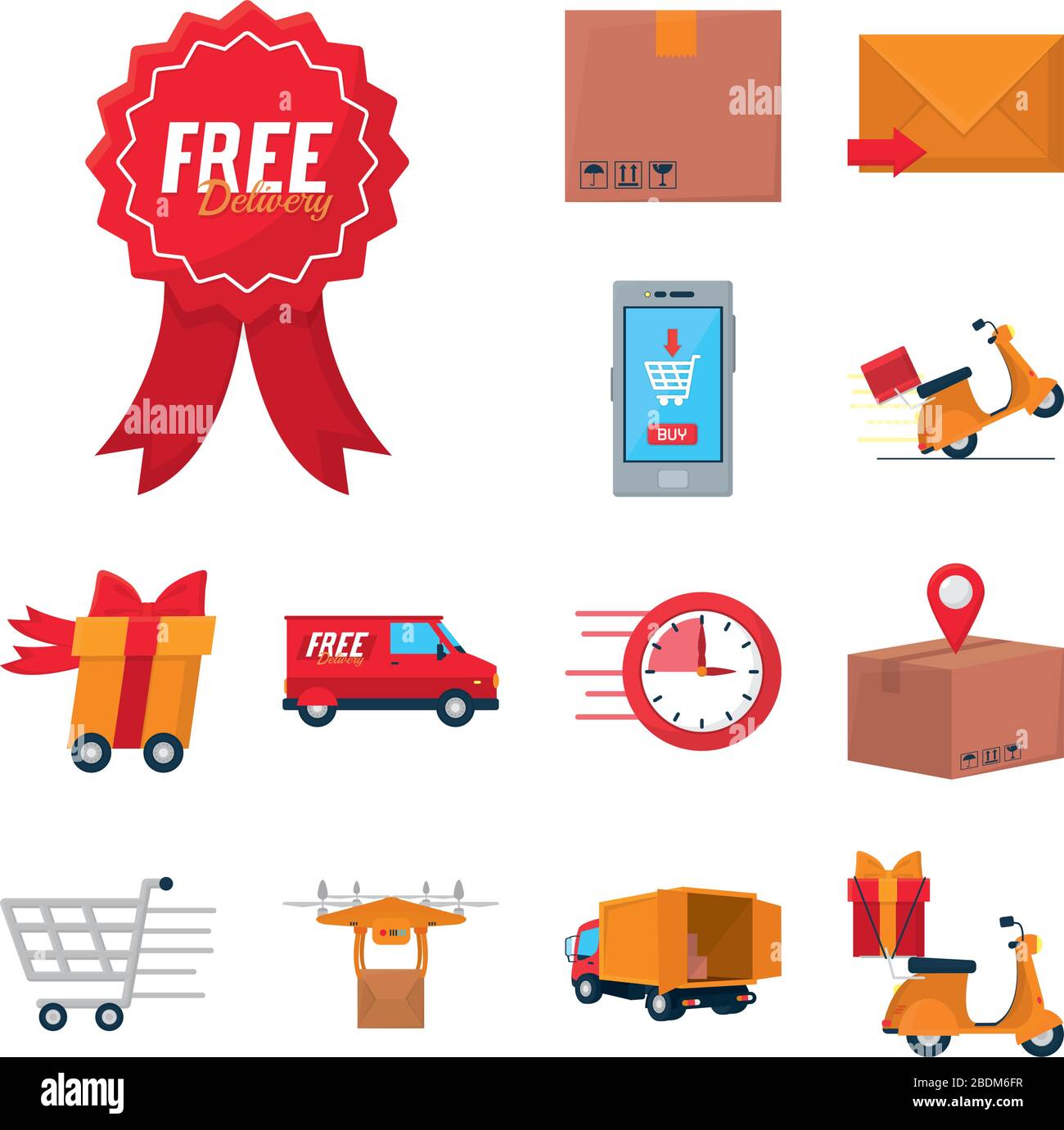 free delivery icon set over white background, colorful design, vector ...