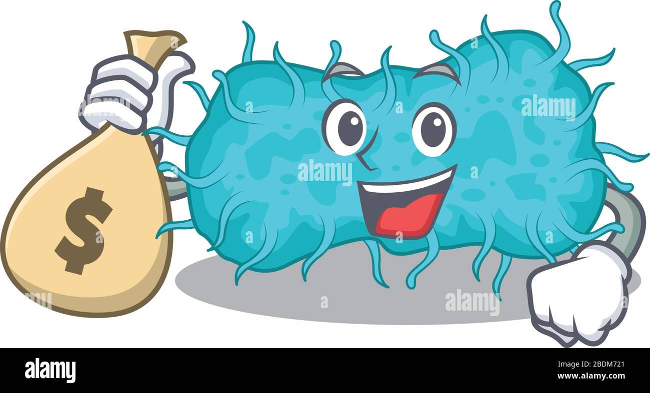 Rich bacteria prokaryote cartoon design holds money bags Stock Vector ...