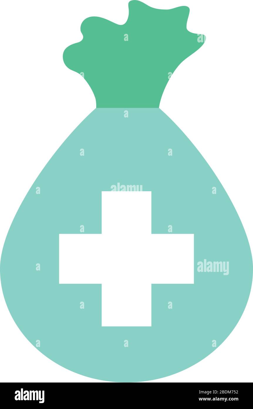 bag with cross as donation symbol flat style icon vector design Stock ...