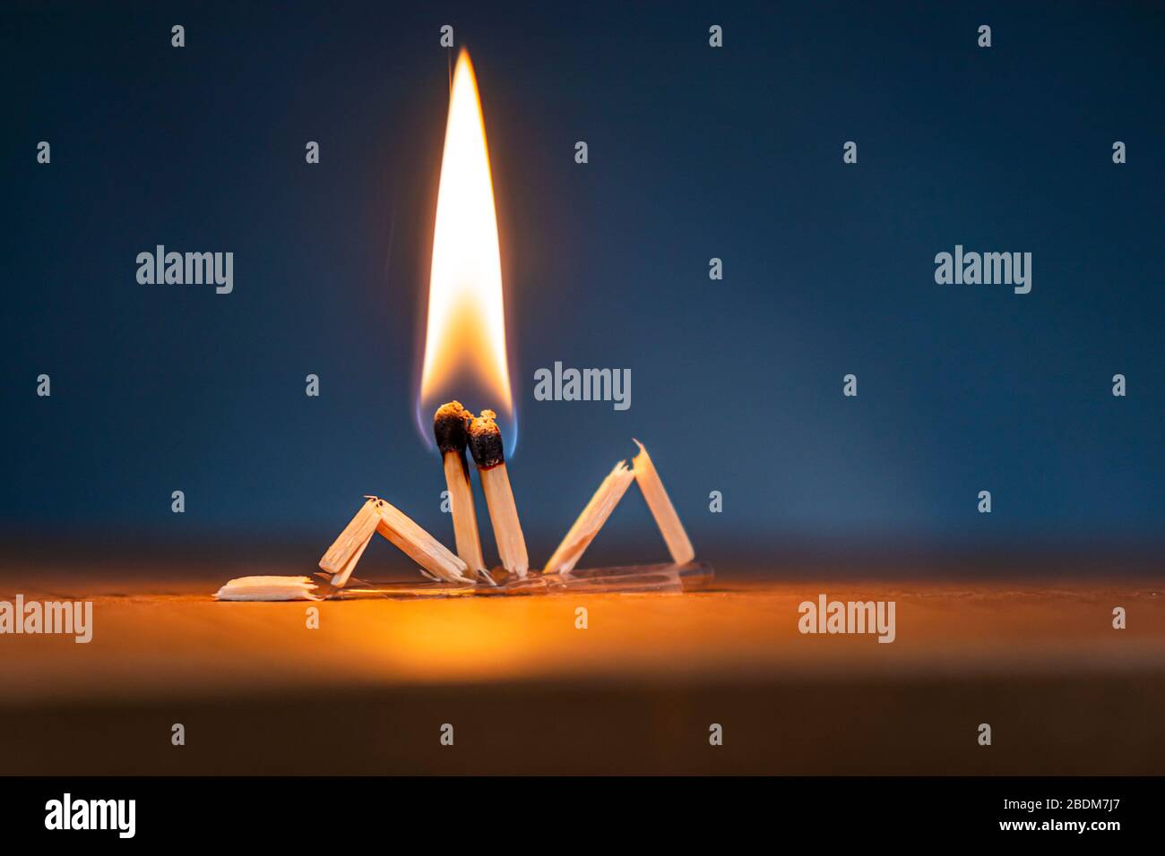 Shot of two matches posed as humans during a conversation Stock Photo ...