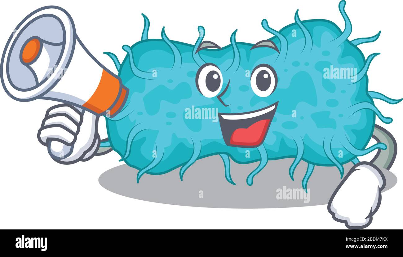 Cartoon character of bacteria prokaryote having a megaphone Stock ...
