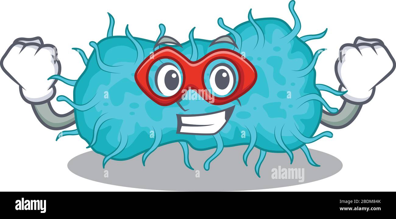 A cartoon character of bacteria prokaryote performed as a Super hero ...