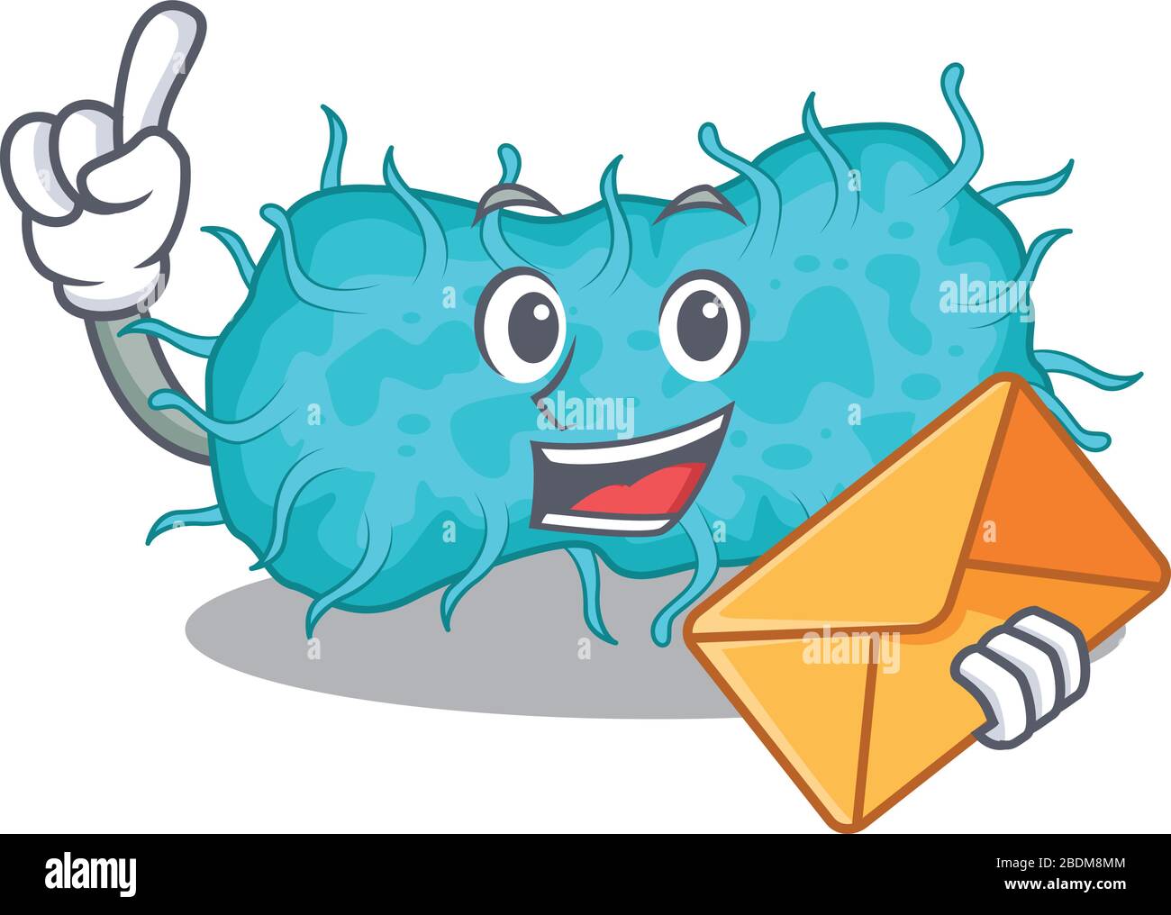 Happy bacteria prokaryote mascot design concept with brown envelope ...