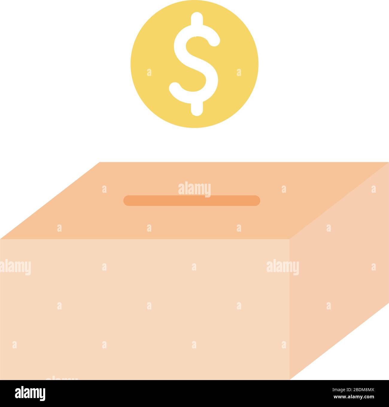 box with coin as donation symbol flat style icon vector design Stock ...