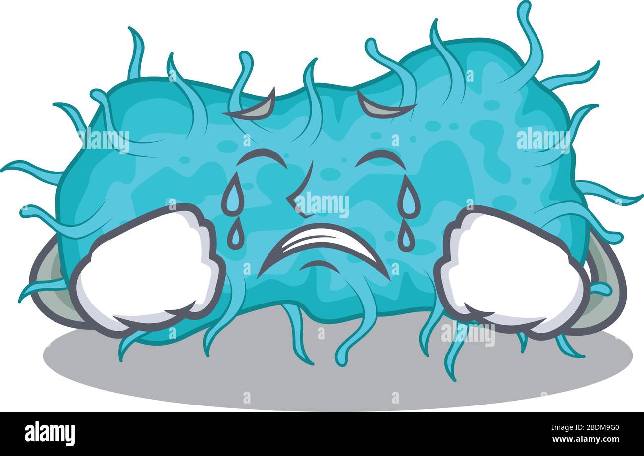 Cartoon character design of bacteria prokaryote with a crying face ...