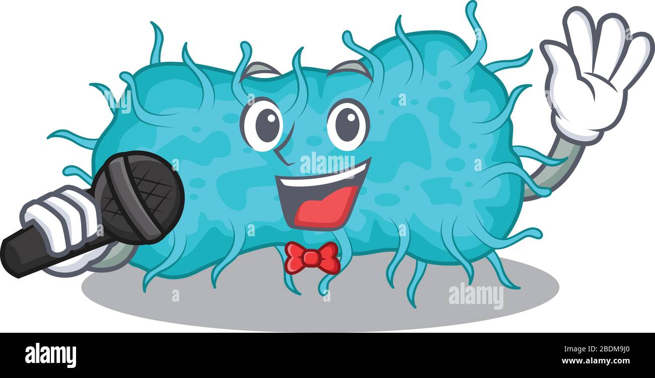 Talented singer of bacteria prokaryote cartoon character holding a ...