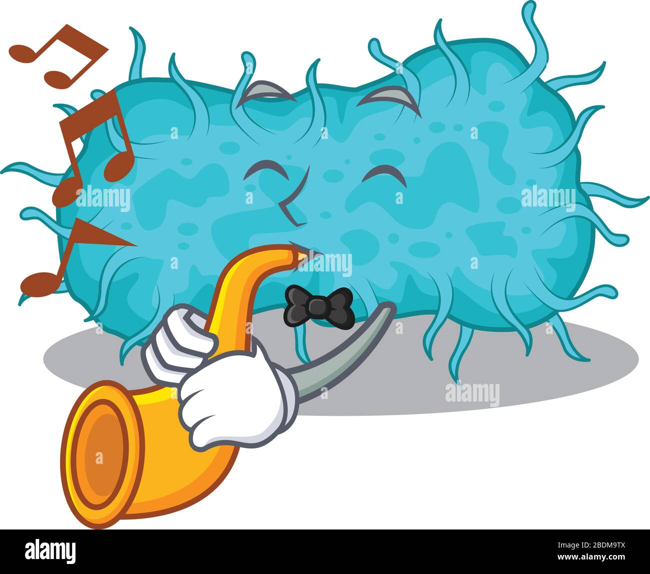 Talented musician of bacteria prokaryote cartoon design playing a ...