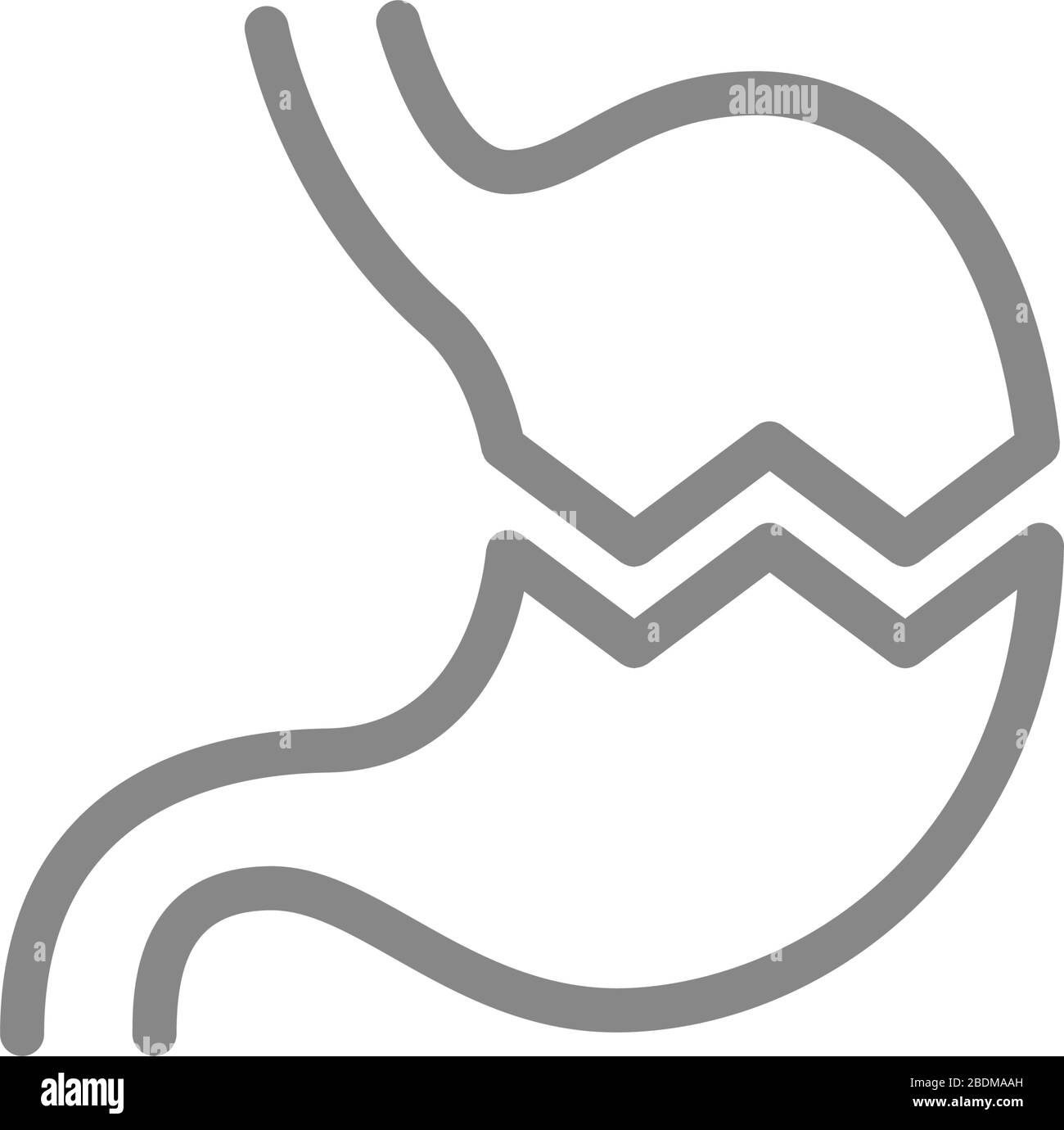 Sick human stomach line icon. Disease internal organ, acute pain ...