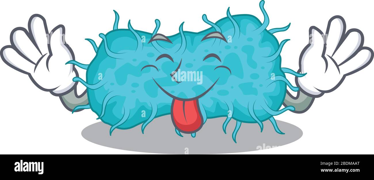 An amusing face bacteria prokaryote cartoon design with tongue out ...