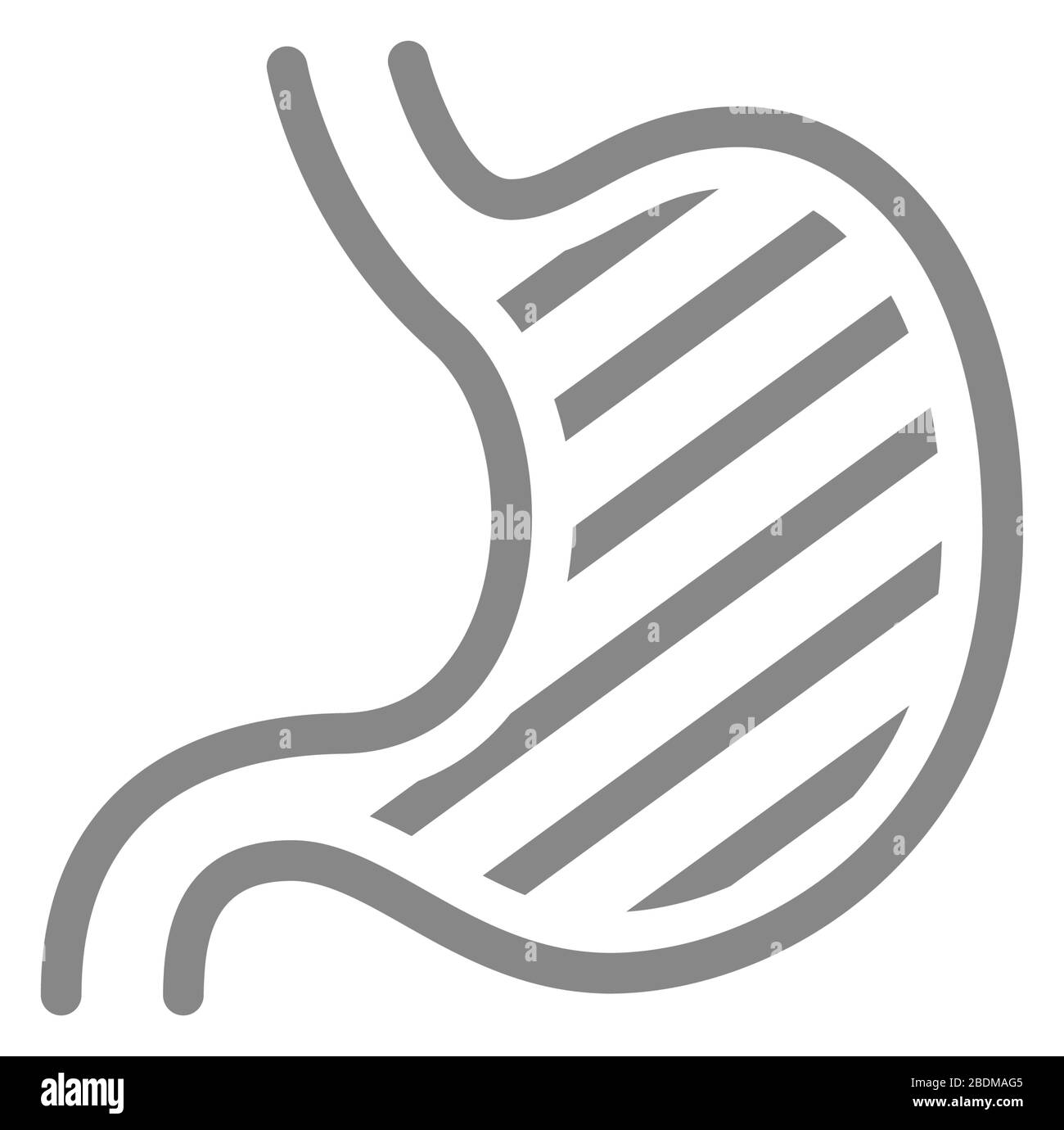 Sore human stomach line icon. Abdominal distension, infected organ ...
