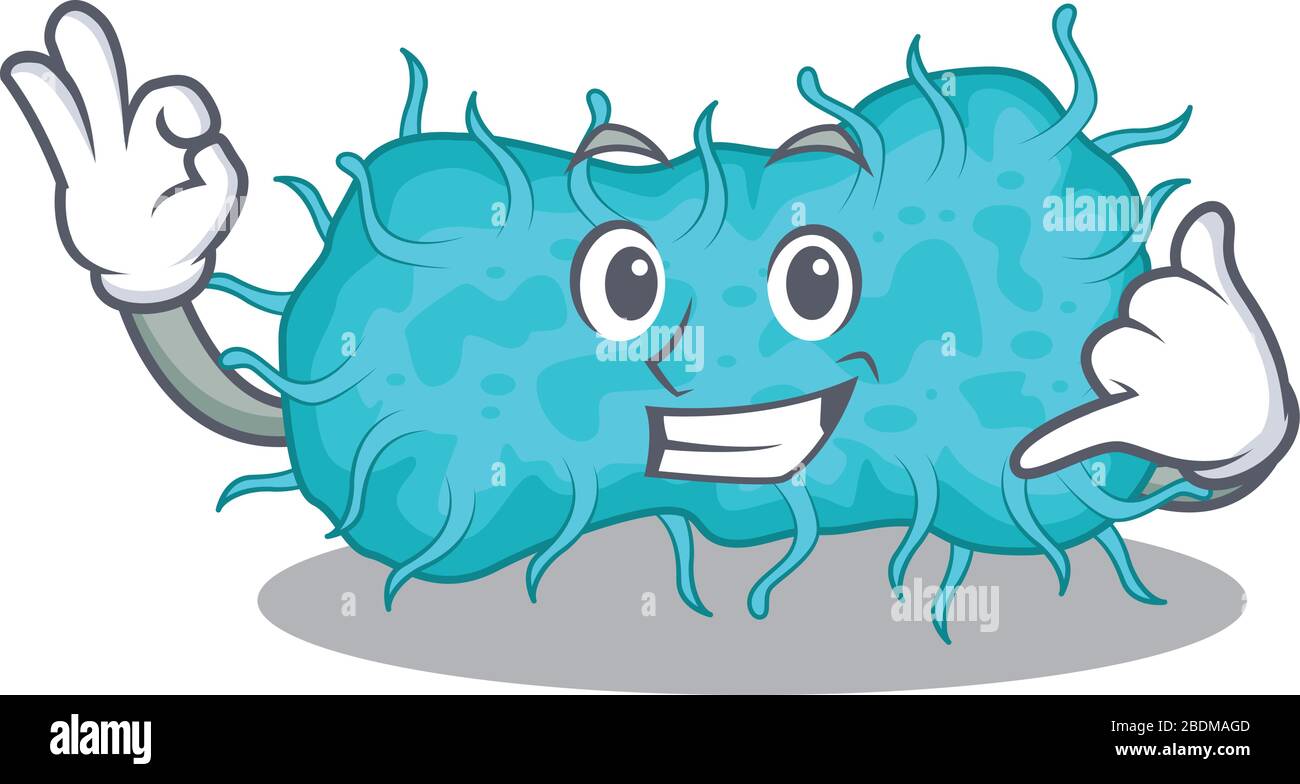 Cartoon design of bacteria prokaryote with call me funny gesture Stock ...