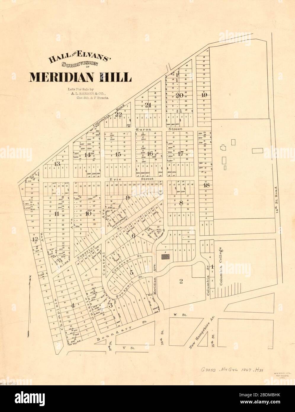 Hall and Elvans' subdivision of Meridian Hill - (Washington D.C Stock ...