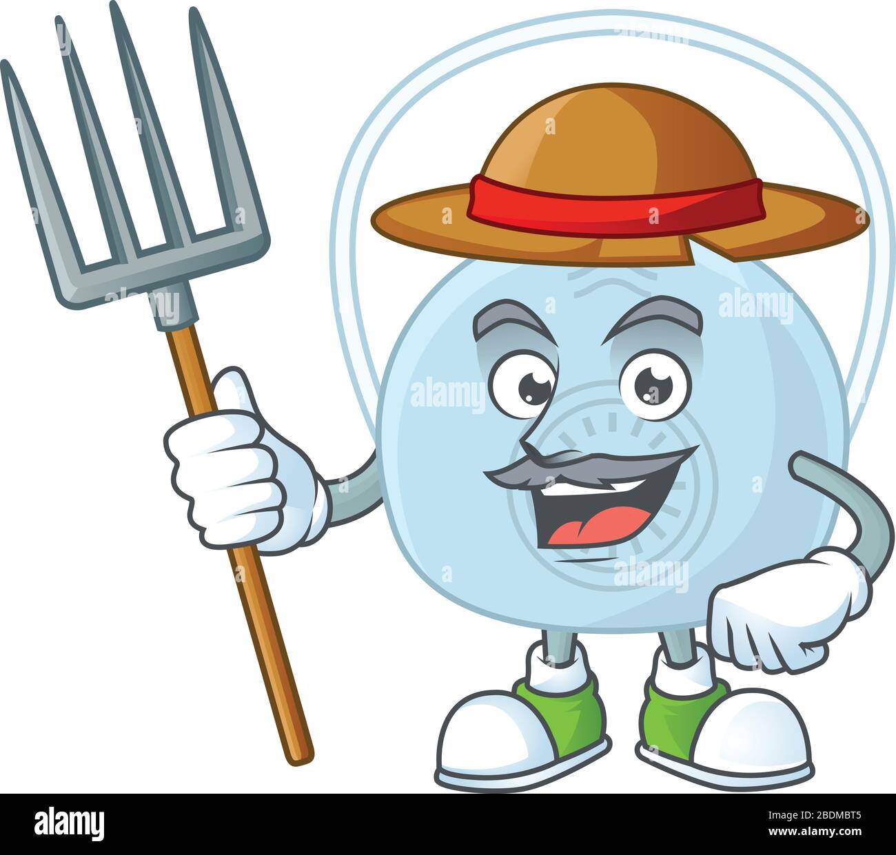Mascot design style of Farmer breathing mask with hat and pitchfork ...