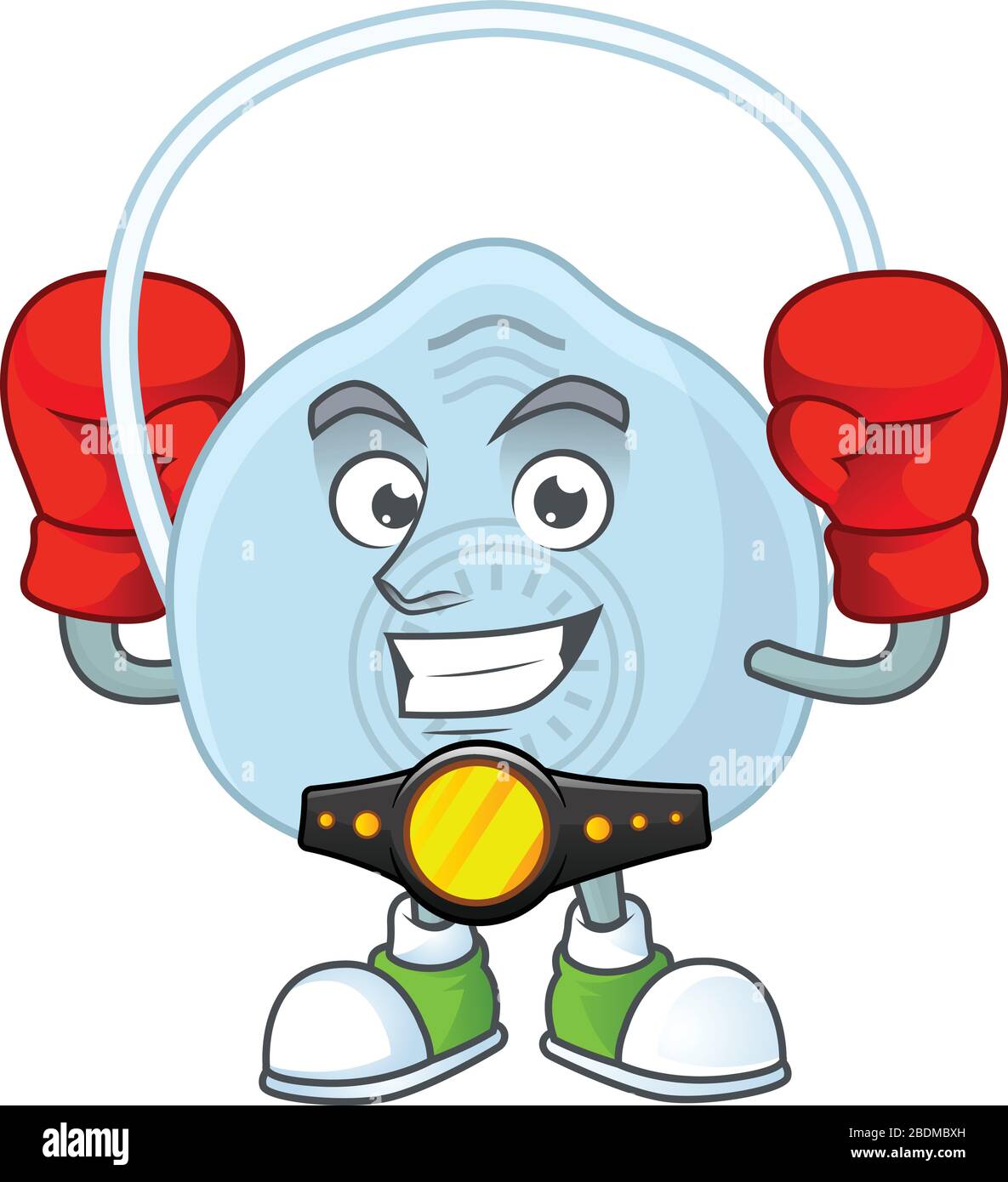 A sporty breathing mask boxing athlete cartoon mascot design style ...