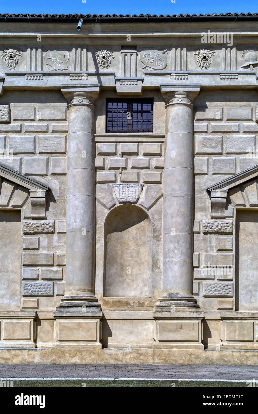Palazzo Te, Mantua, italy. Architectural detail of a facade on the ...