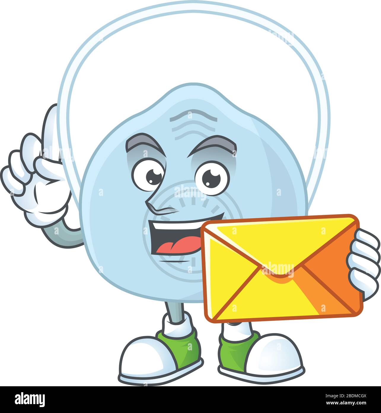 Cute face breathing mask mascot design bring brown envelope Stock ...