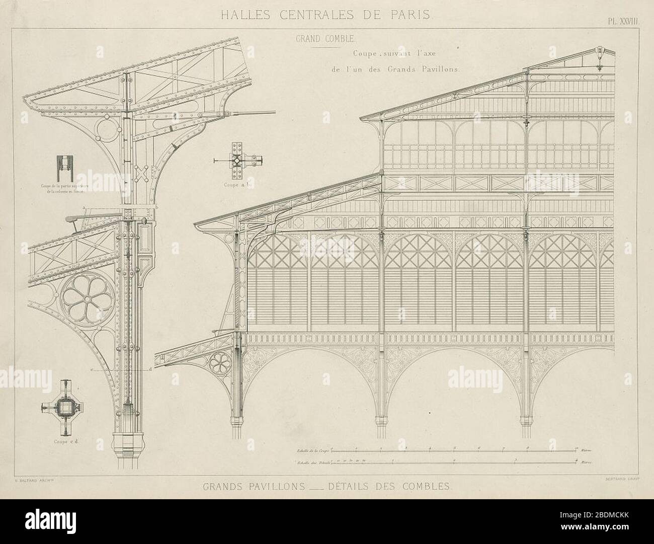 Halles centrales de Paris - grands pavillons - détails des combles - V ...