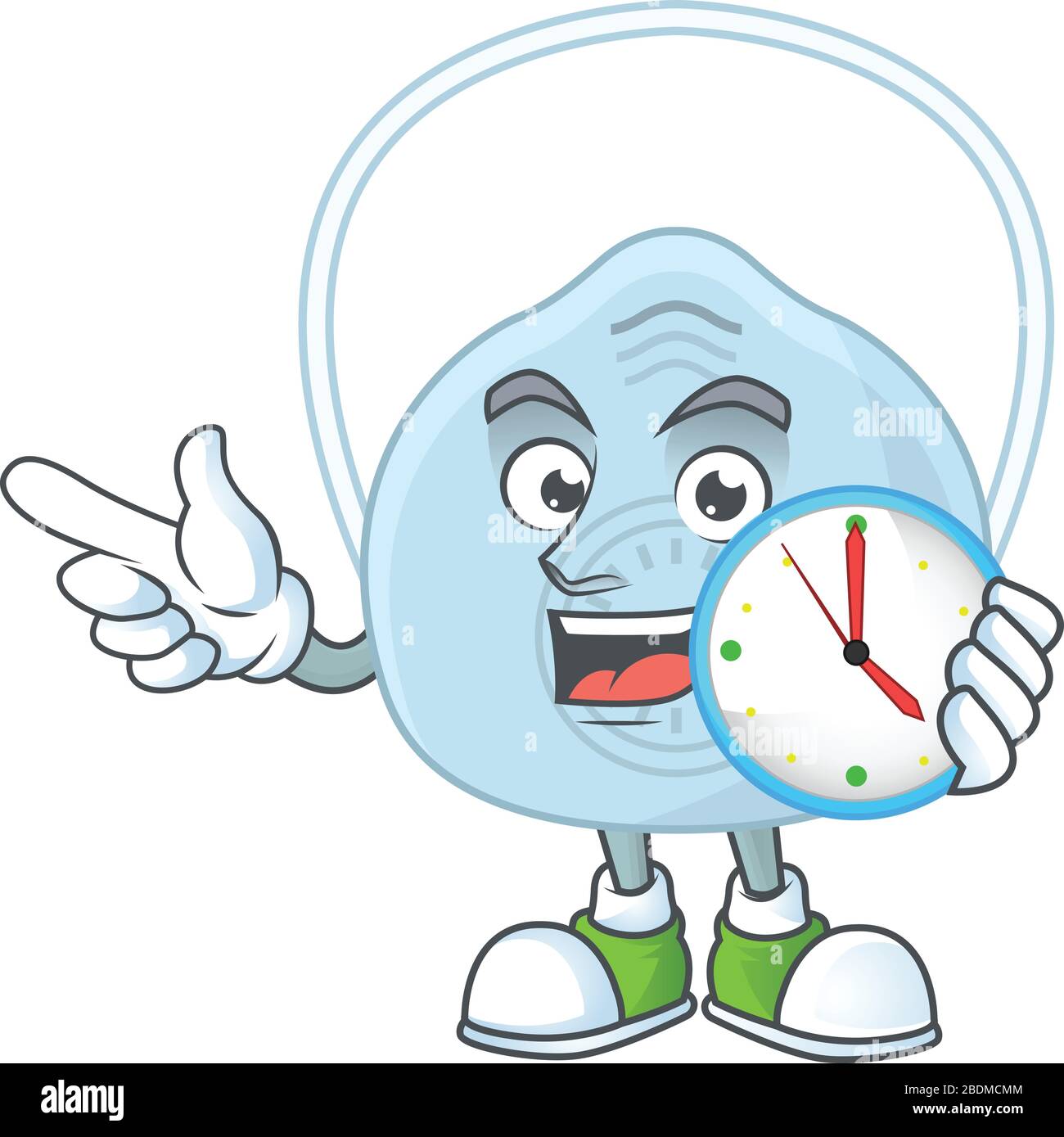 Breathing mask mascot design concept holding a circle clock Stock ...