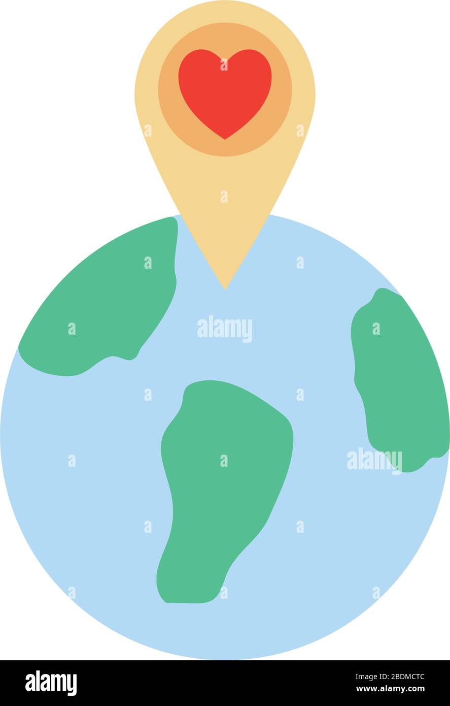 world with heart mark flat style icon vector design Stock Vector Image ...