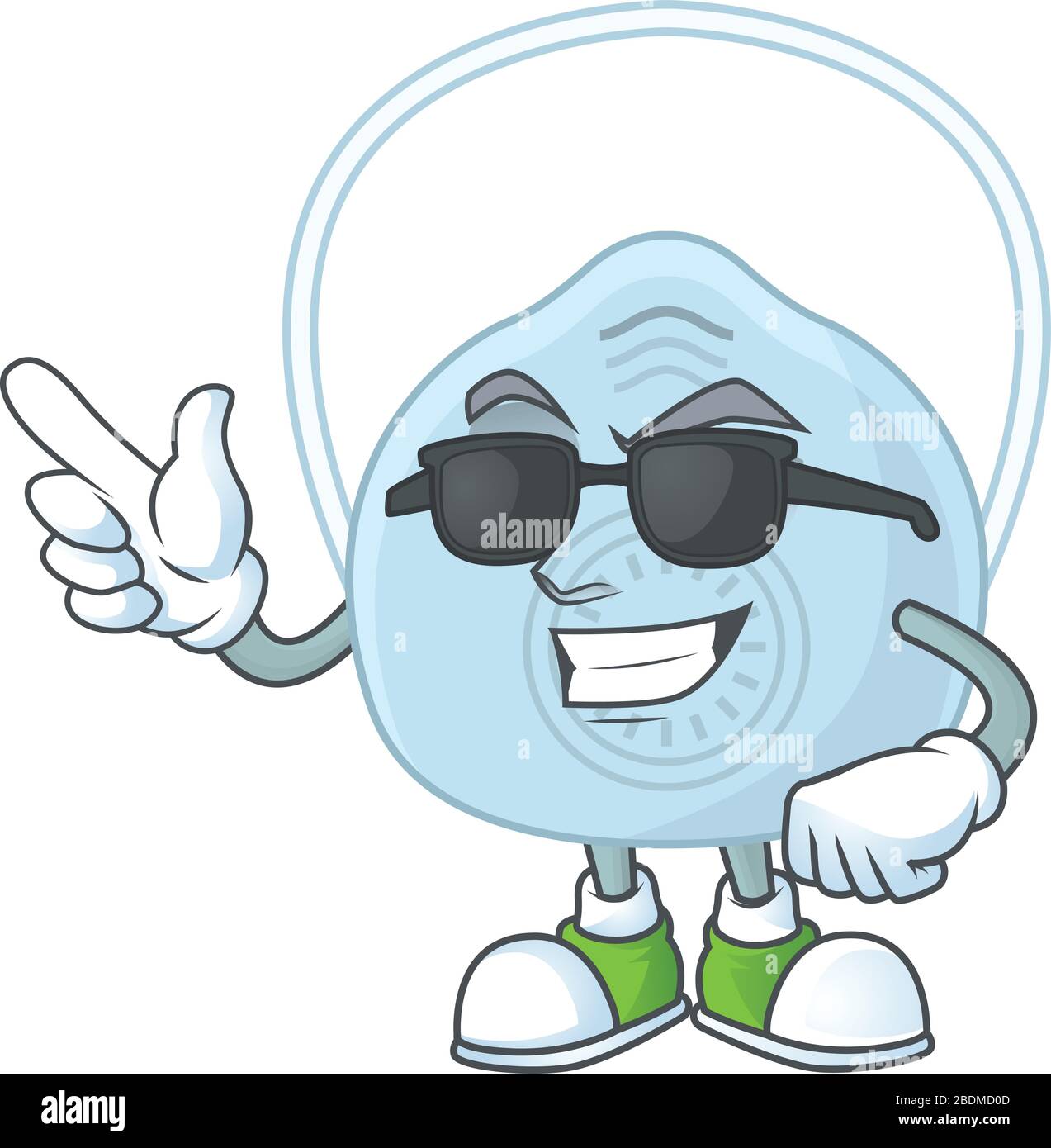 Super cute breathing mask cartoon character wearing black glasses Stock ...