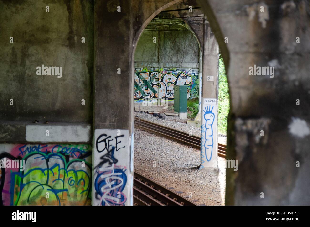Art drawing color abandoned bridge hi-res stock photography and images ...