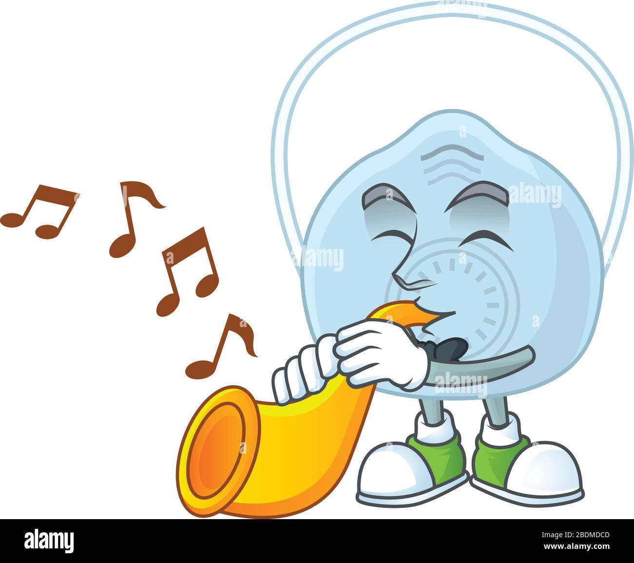 A brilliant musician of breathing mask cartoon character playing a ...