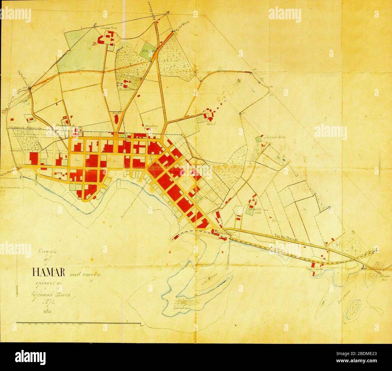 Hamar plan 1874 Stock Photo - Alamy