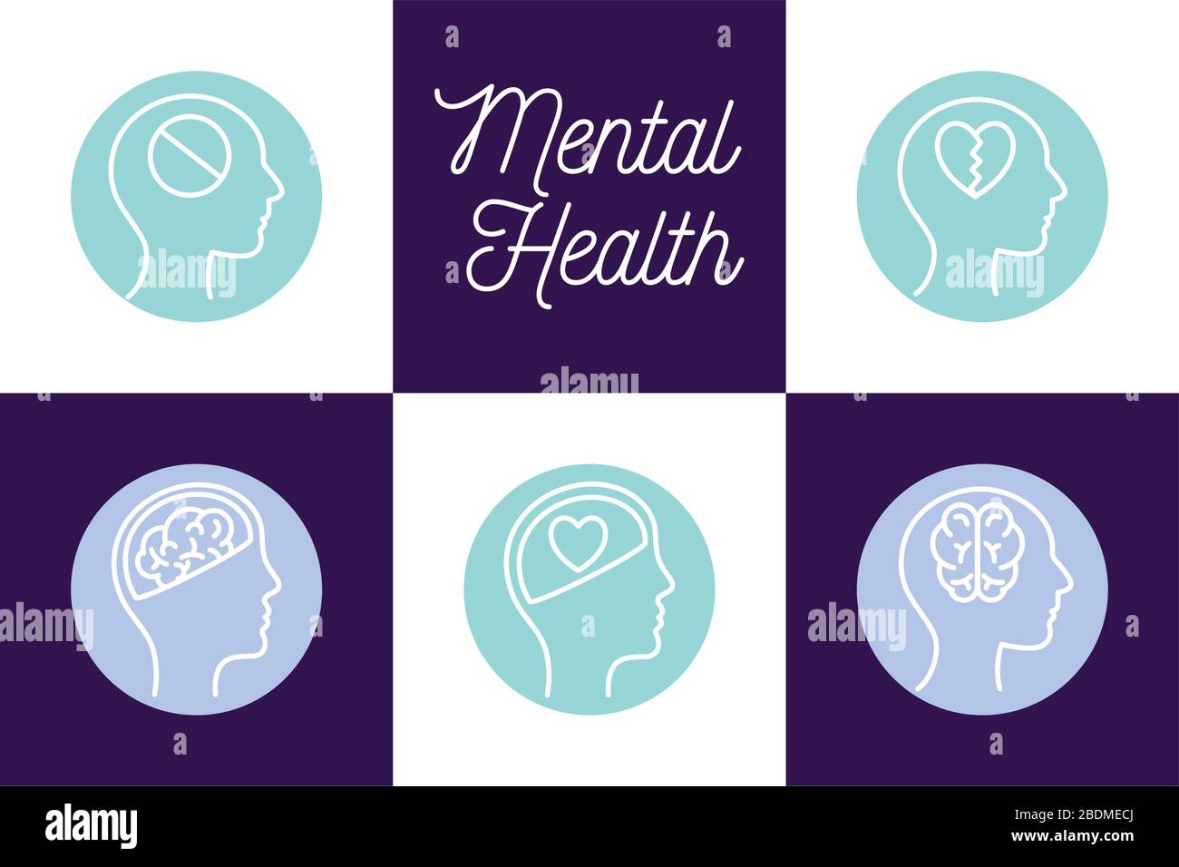Mental health block style icon set vector design Stock Vector Image ...