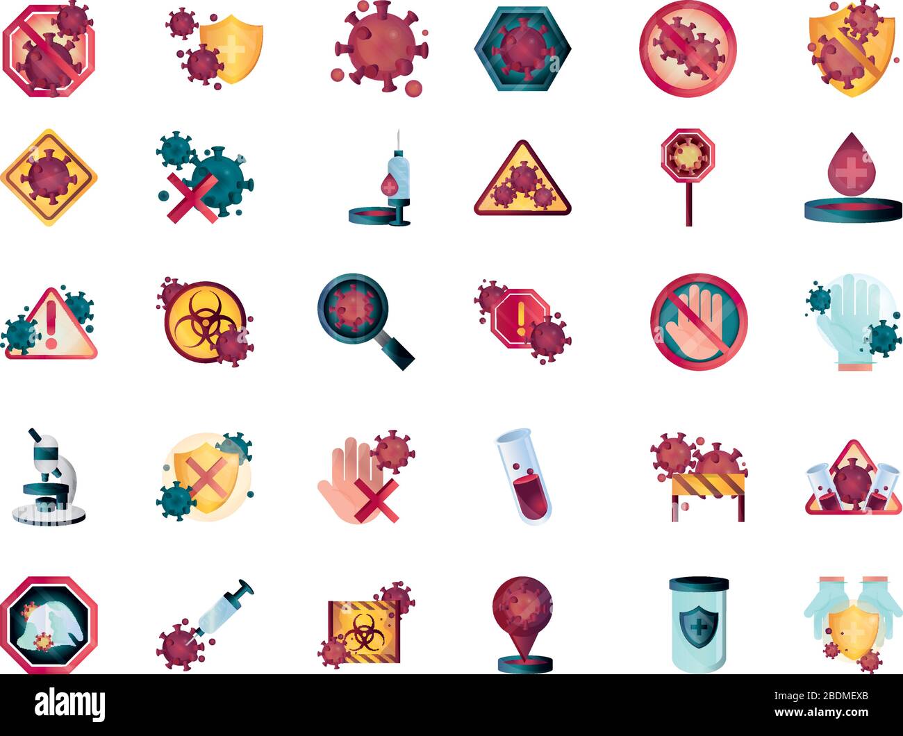 disease infection outbreak pandemic stop coronavirus covid 19 icons set ...