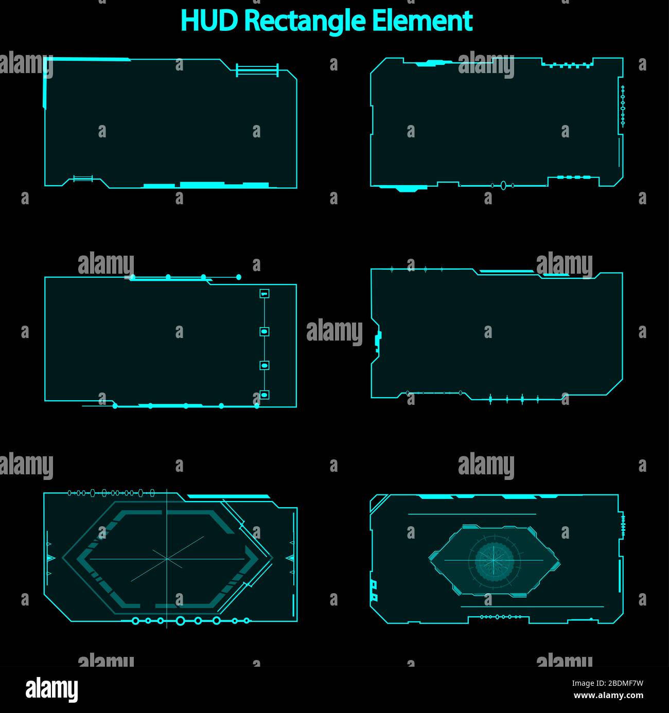 Set of hud rectangle elements,Futuristic Sci Fi Modern User Interface ...