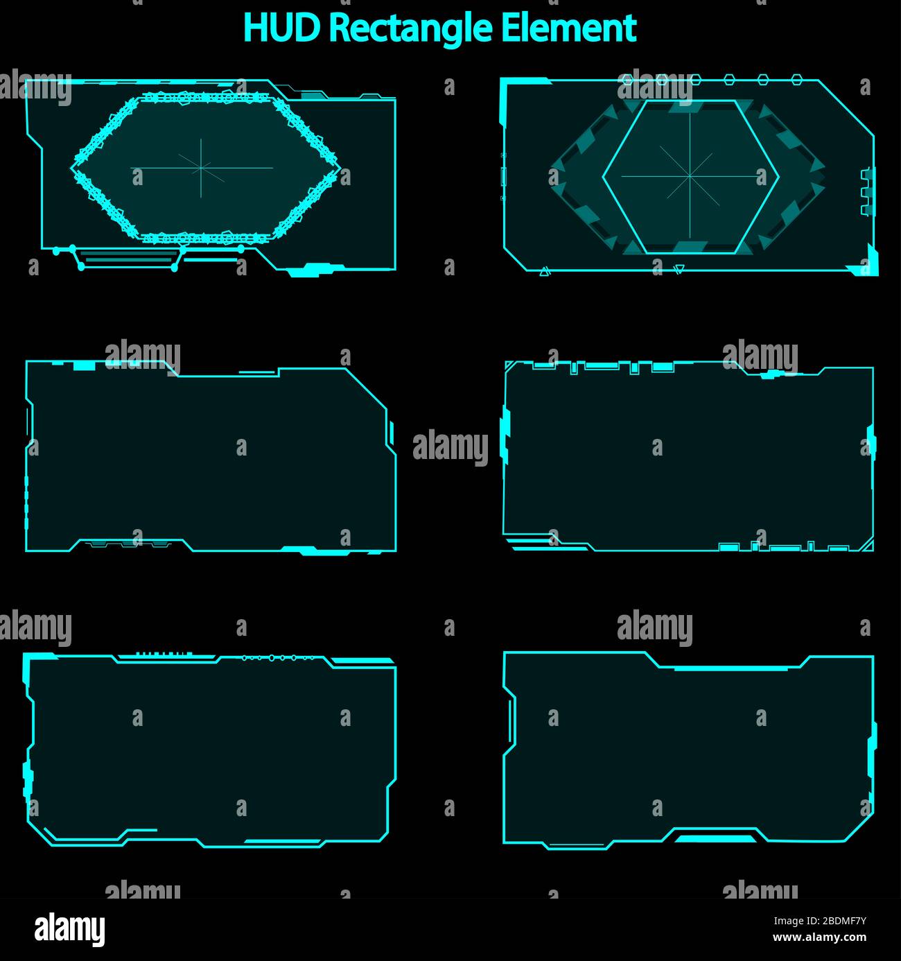 Set of hud rectangle elements,Futuristic Sci Fi Modern User Interface ...
