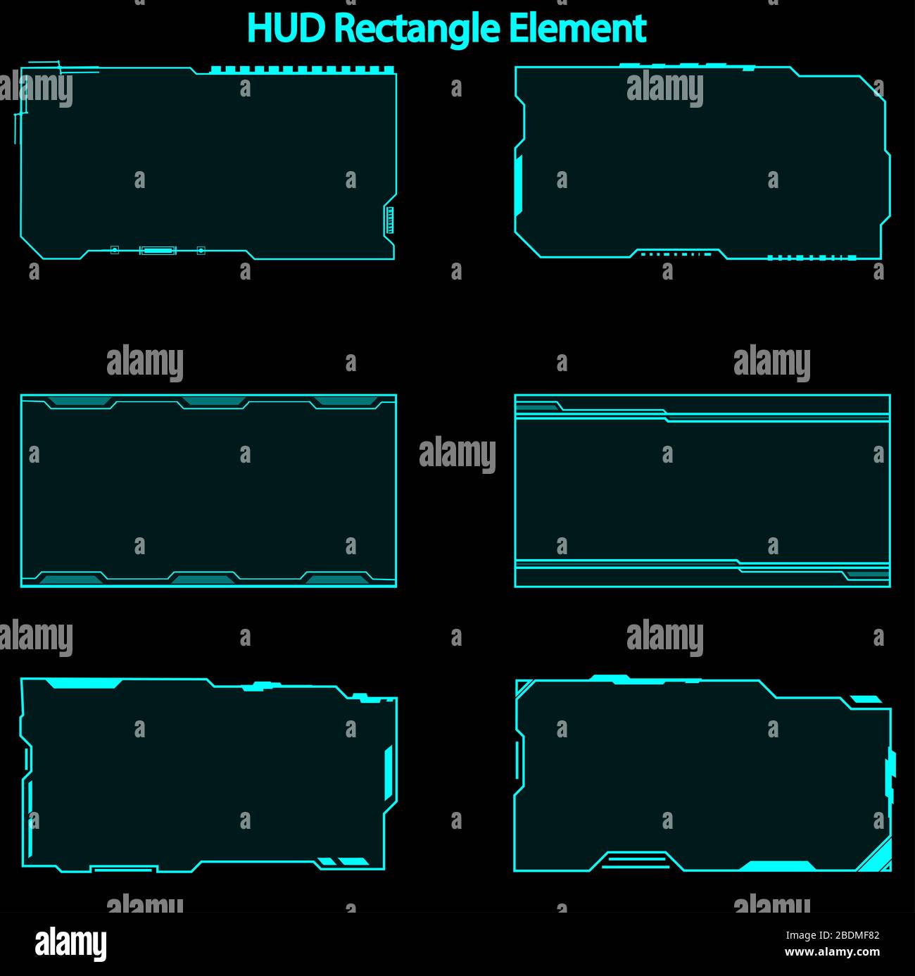 Set of hud rectangle elements,Futuristic Sci Fi Modern User Interface ...