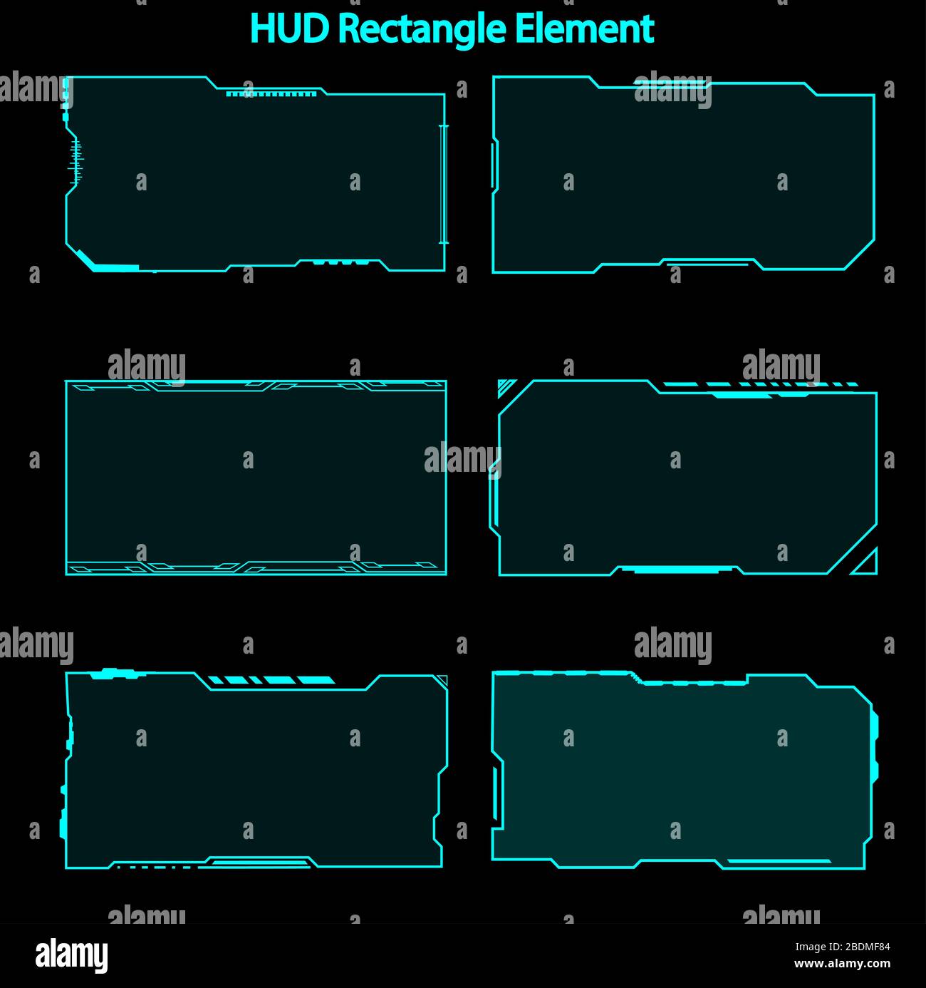 Set of hud rectangle elements,Futuristic Sci Fi Modern User Interface ...