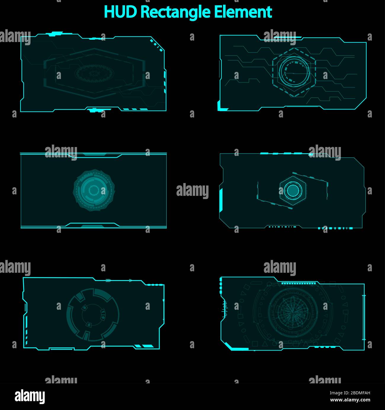 Set of hud rectangle elements,Futuristic Sci Fi Modern User Interface ...