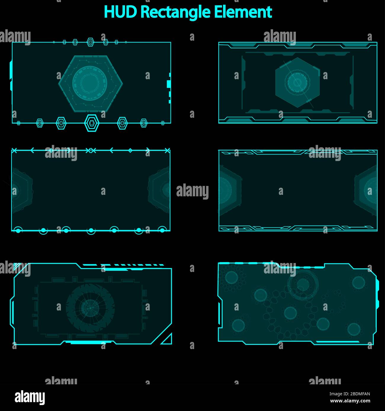 Set of hud rectangle elements,Futuristic Sci Fi Modern User Interface ...