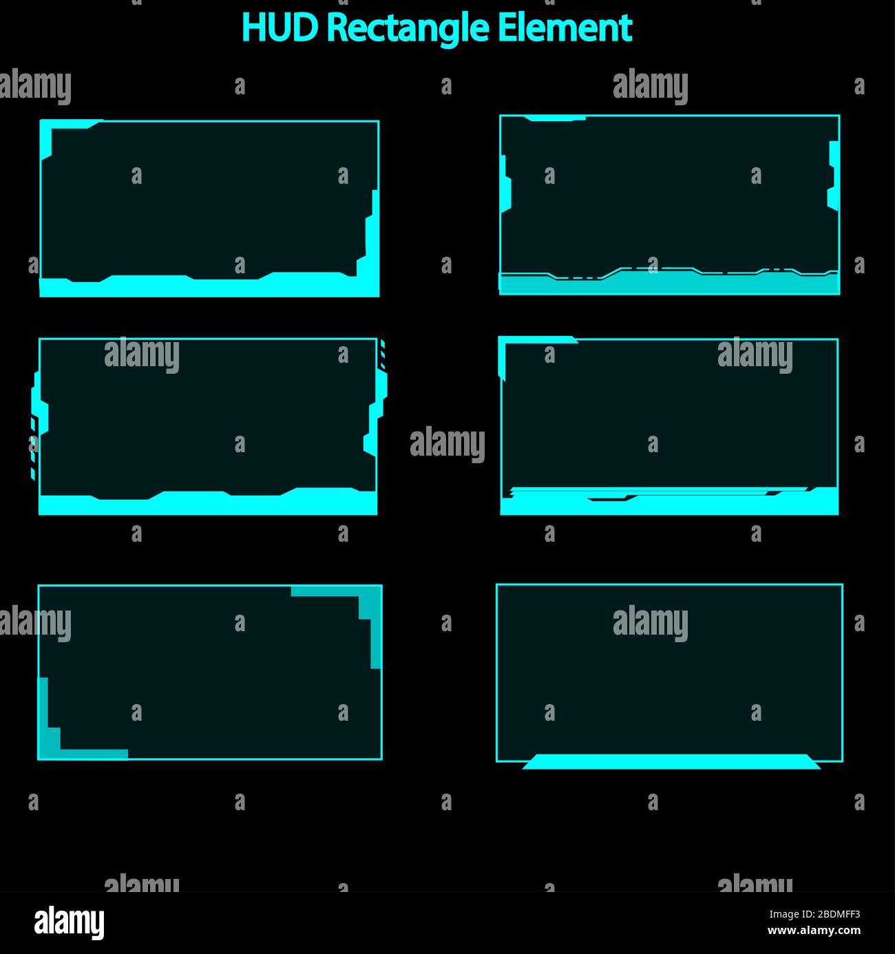Set of hud rectangle elements,Futuristic Sci Fi Modern User Interface ...