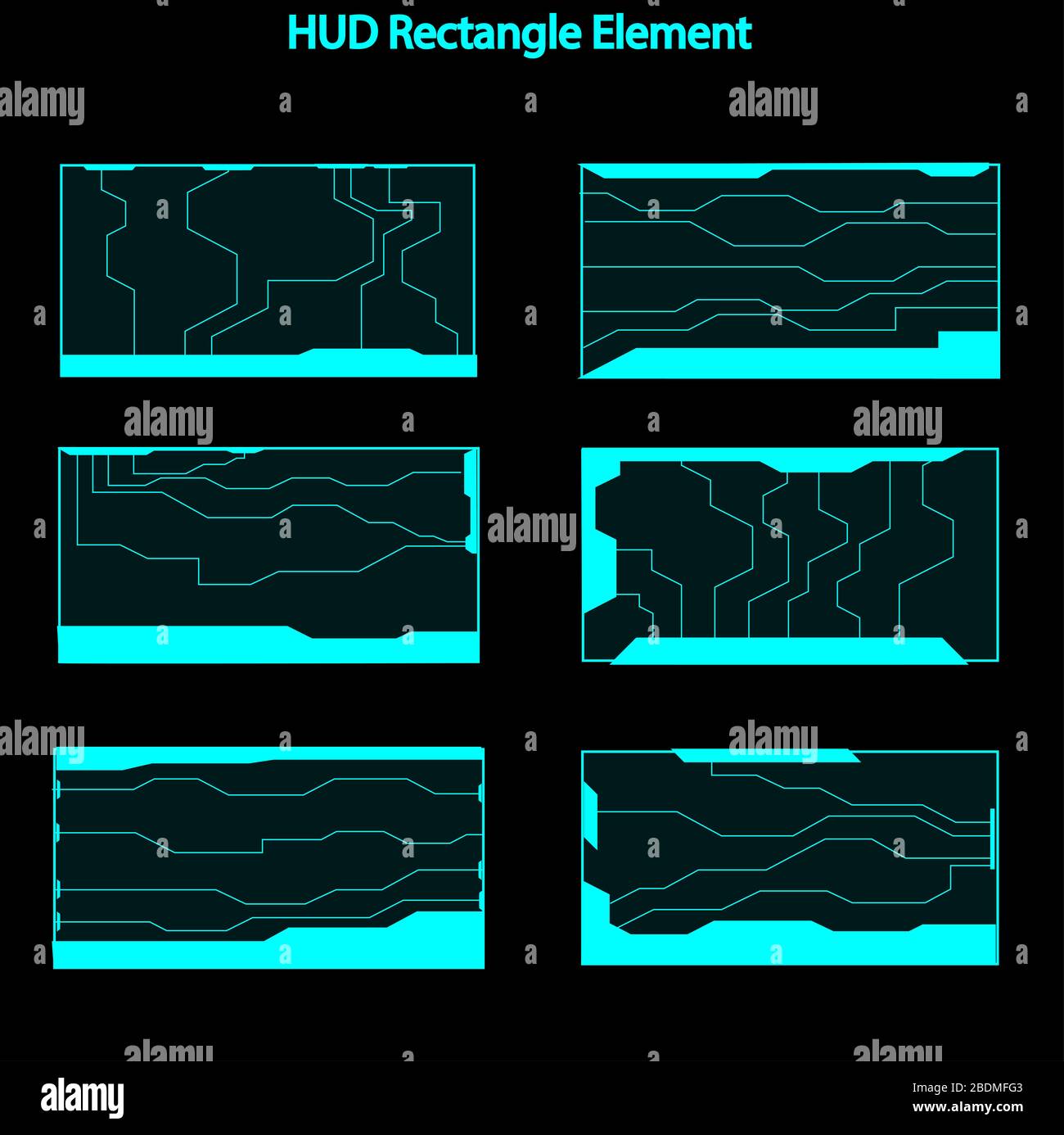 Set of hud rectangle elements,Futuristic Sci Fi Modern User Interface ...