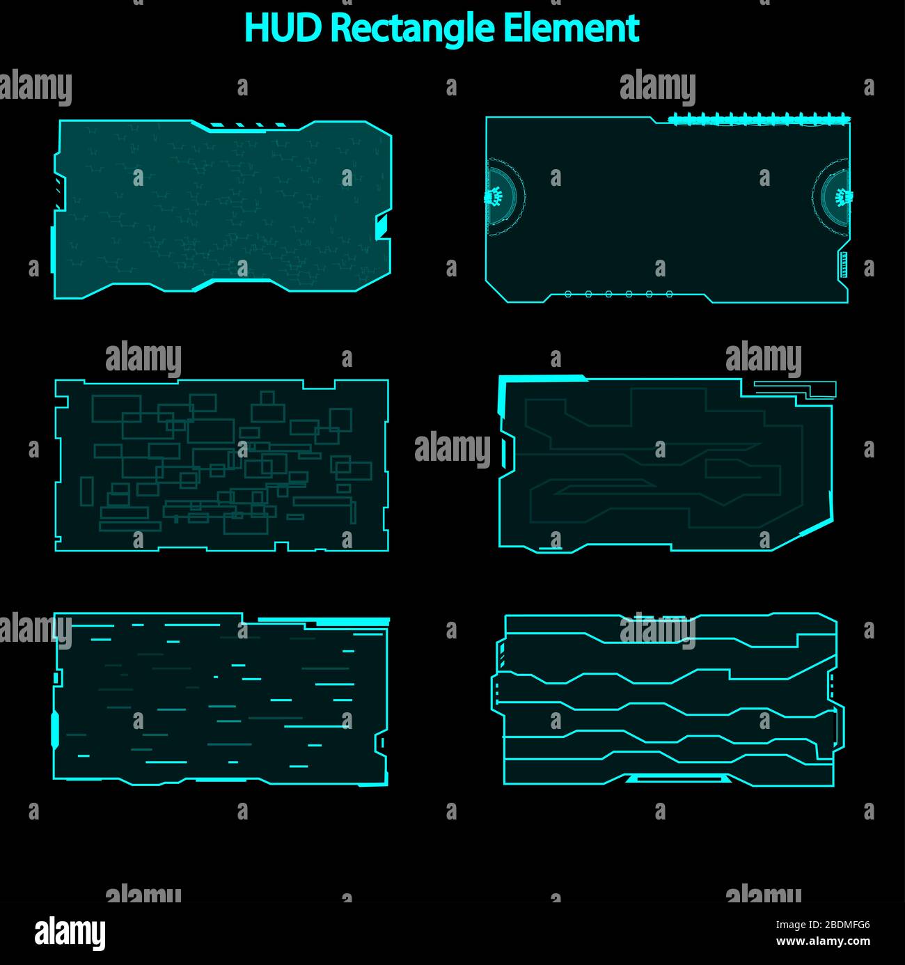 Set of hud rectangle elements,Futuristic Sci Fi Modern User Interface ...