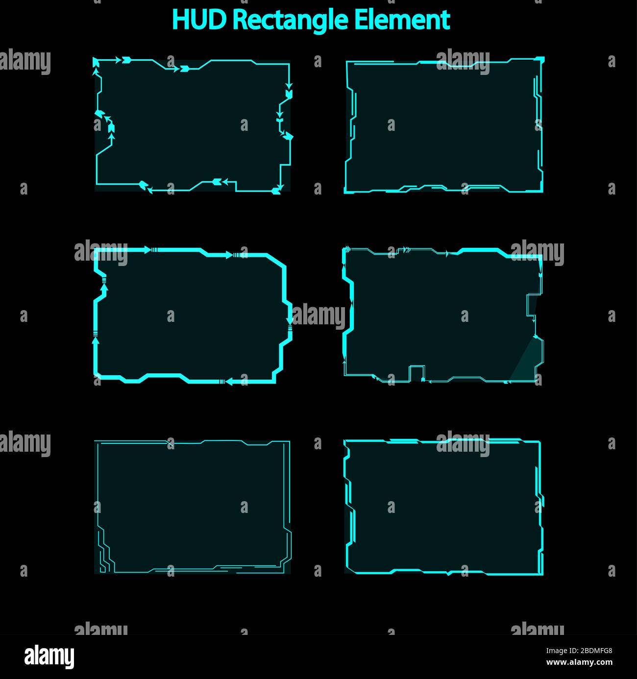 Set of hud rectangle elements,Futuristic Sci Fi Modern User Interface ...