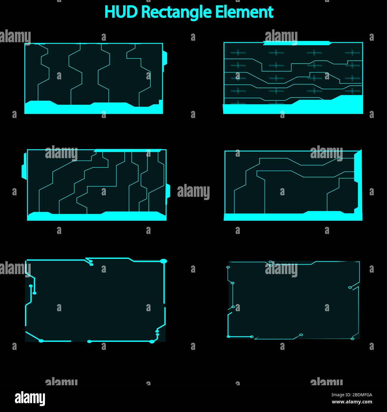 Set of hud rectangle elements,Futuristic Sci Fi Modern User Interface ...