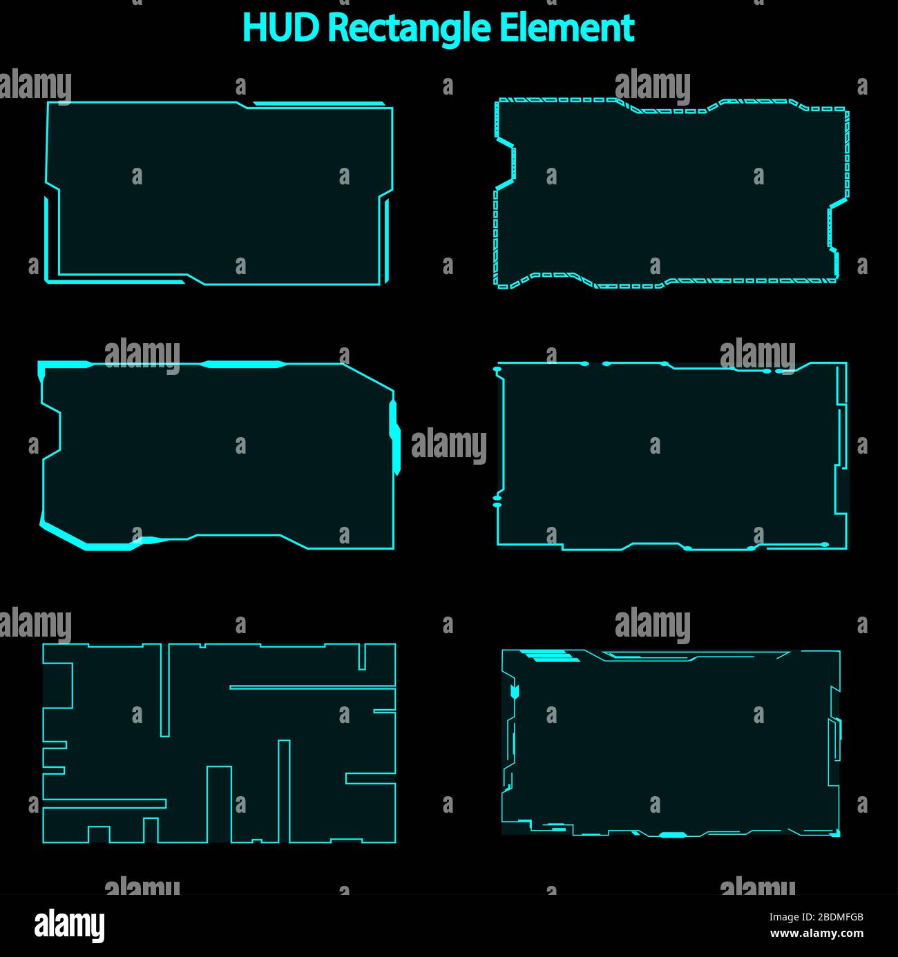 Set of hud rectangle elements,Futuristic Sci Fi Modern User Interface ...
