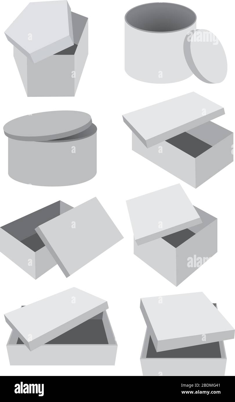 A set of different grey boxes. Vector illustration Stock Vector Image ...