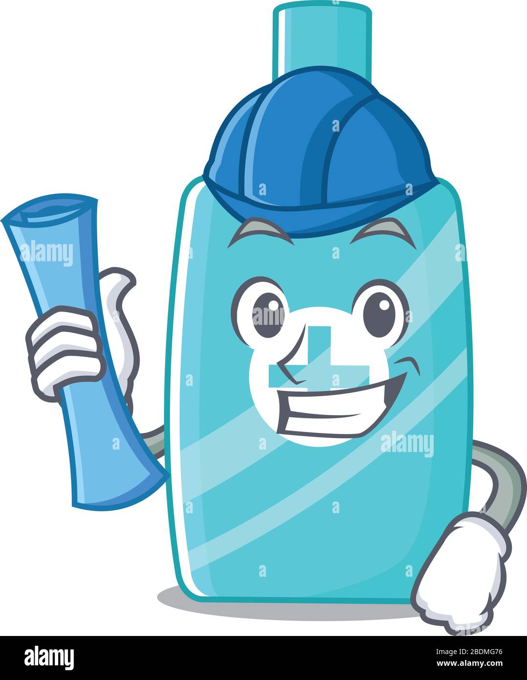 Cartoon character of ointment cream brainy Architect with blue prints ...