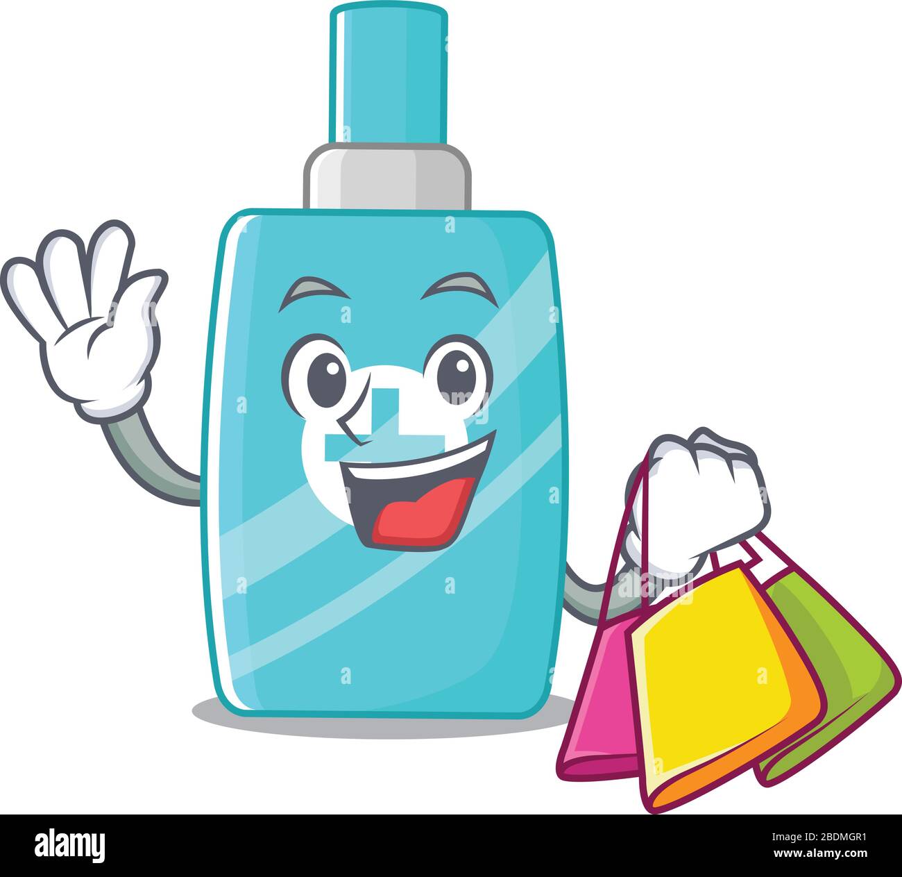 Rich and famous ointment cream cartoon character holding shopping bags ...