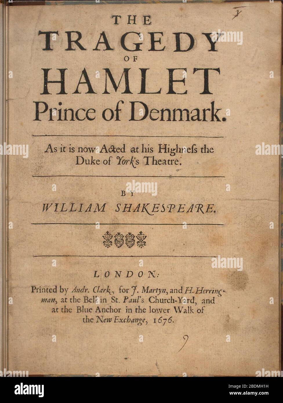 Hamlet, Shakespeare, 1676 - 0001 Stock Photo - Alamy